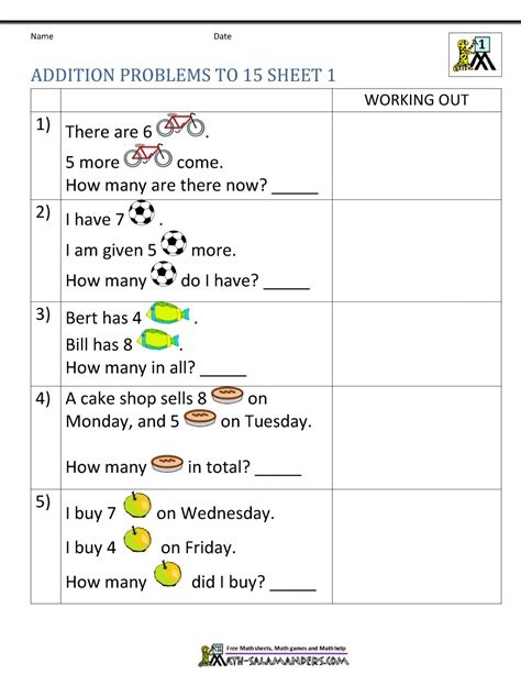 Math Worksheets For Grade 1 Problem Solving At Rosemary Hurwitz Blog