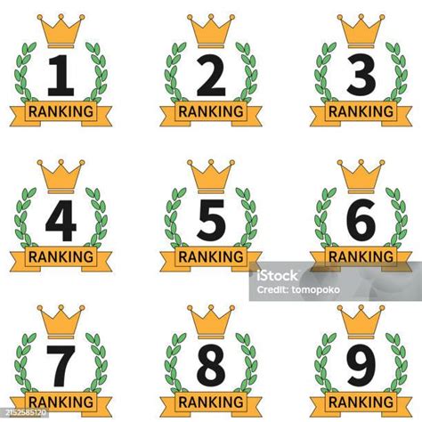 Ilustración De Conjunto De Iconos De Clasificación Del 1º Al 9º Puesto
