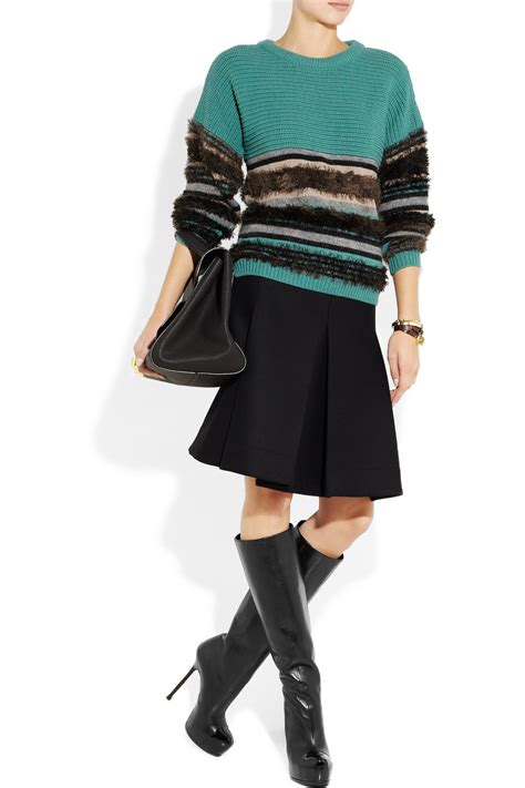 Saint Laurent Tribtoo Leather And Patent Knee Boots In Black Lyst