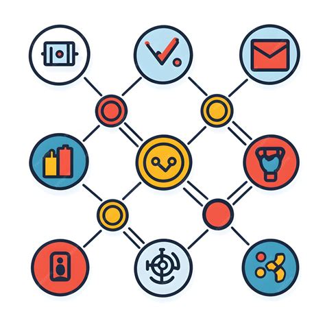 图表主题的图标与过程流的图像 网络图表和组织图 数据连接的工作流程路径和业务和层次结构的视觉功能 Premium Ai Generated Image