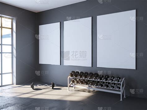 模拟场景，3d插图，运动，健身房，健身，更衣室墙壁，白色透视，图片