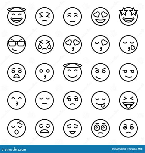Iconos De Esquema Para Emoticonos Emojis Ilustración Del Vector