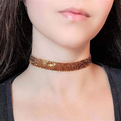 Gold Glitter Choker Sparkly Choker Necklace Glittery Metallic Choker