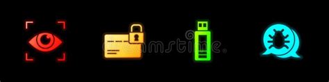 set eye scan credit card with lock usb flash drive and system bug