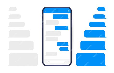 메신저 채팅 화면이있는 스마트 폰 편지 쓰기 대화 상자를위한 Sms 템플릿 버블 현대적인 평면 스타일 프리미엄 벡터
