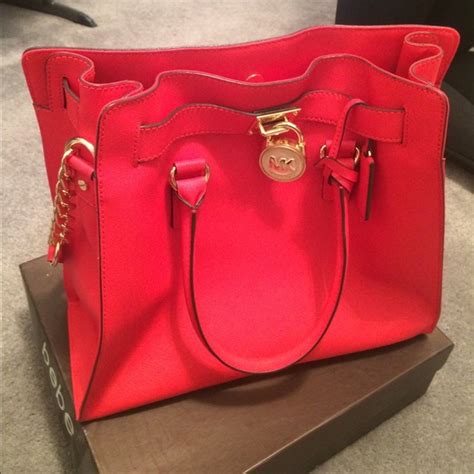 Michael Michael Kors Bags Michael Kors Red Handbag With Gold Chain Link Poshmark
