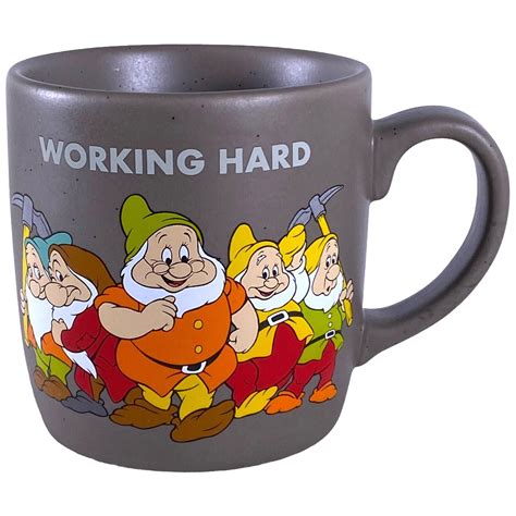 Disney 7 Seven Dwarfs Working Hard Hardly Working Ceramic Coffee Mug