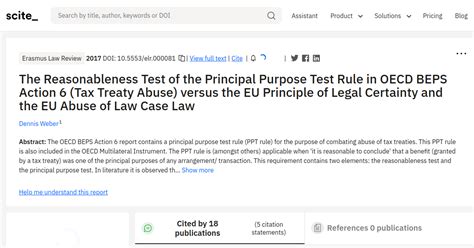 The Reasonableness Test Of The Principal Purpose Test Rule In Oecd Beps Action 6 Tax Treaty