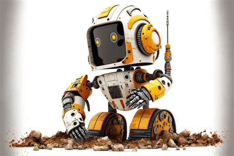 Premium Photo Robotic Android Robot Helps At Construction Isolated On