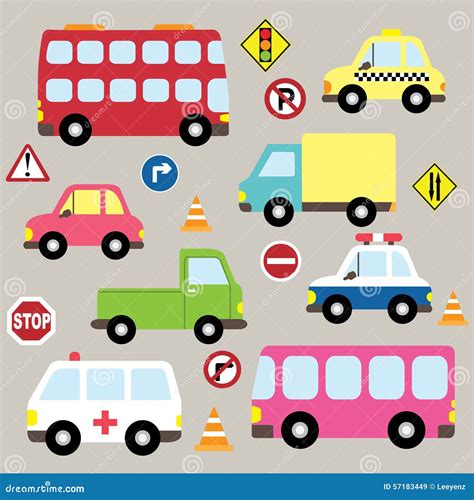 Cute Vehicles Transport Set Stock Illustration Illustration Of