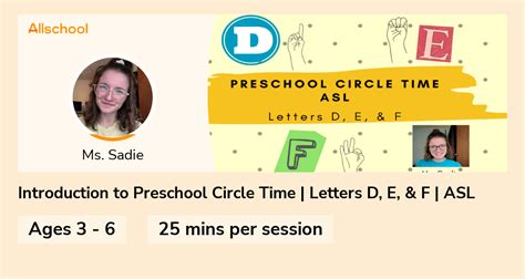 Introduction To Preschool Circle Time Letters D E And F Asl Live