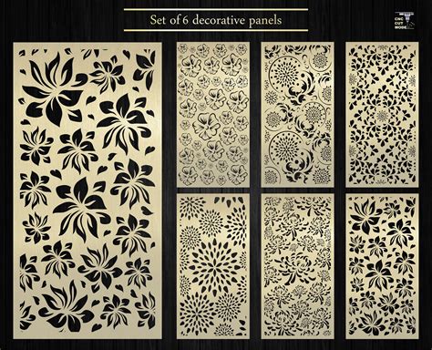 Floral Patterns Set Of Vector Panels DXF AI SVG For Laser Etsy Canada