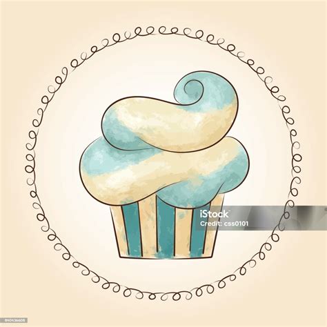 벡터 워터컬러 손을 흔들었다 컵케잌 벡터 일러스트레이션 0명에 대한 스톡 벡터 아트 및 기타 이미지 0명 귀여운 기념일