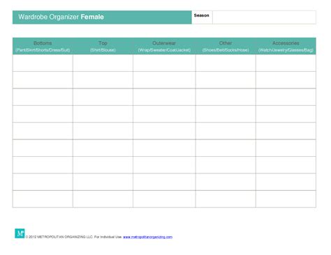 Wardrobe Organizer Spreadsheet For Capsule Wardrobe Planning Worksheets Essential Wardrobe