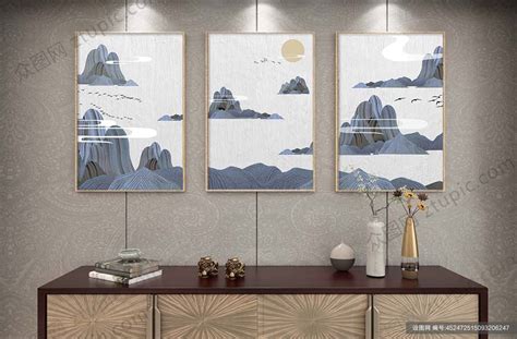 素雅新中式抽象山水装饰画 大气山河图psd下载编号452472515093206247 设图网