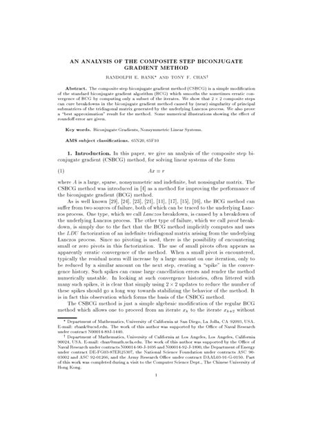 Pdf An Analysis Of The Composite Step Biconjugate Gradient Method