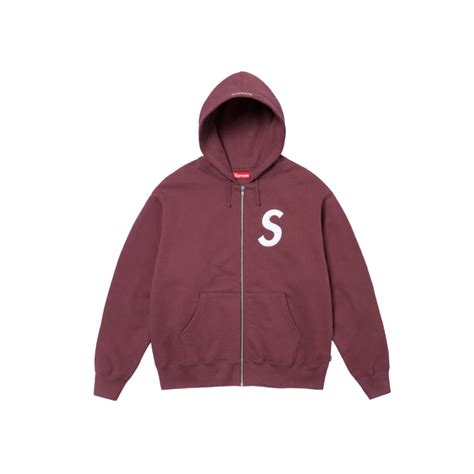 슈프림 S 로고 집업 후드 스웨트셔츠 마룬 24fw Supreme Kream