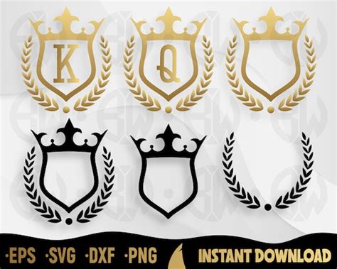 Crown Monogram Frame With Laurel Svg King Crown Svg Queen Etsy
