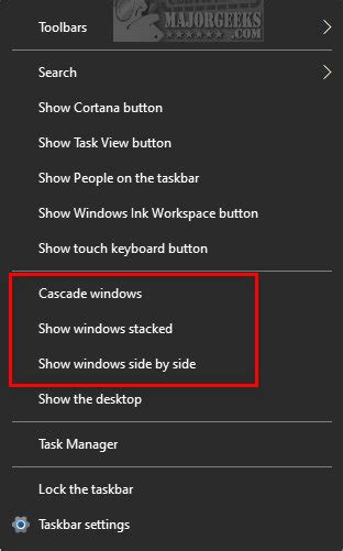 How To Show All Open Windows Stacked Cascading Or Side By Side