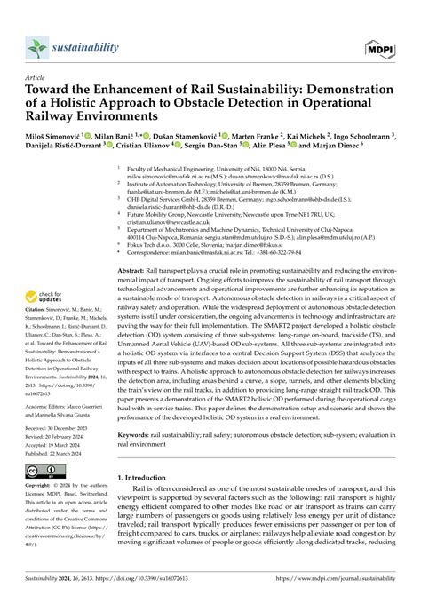 Pdf Toward The Enhancement Of Rail Sustainability Demonstration Of A