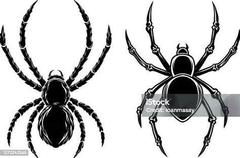 빈티지 흑백 스타일의 위험한 거미의 일러스트 세트 엠블럼 기호 포스터 카드 배너를 위한 디자인 요소 벡터 일러스트레이션 개념에 대한 스톡 벡터 아트 및 기타 이미지 Istock