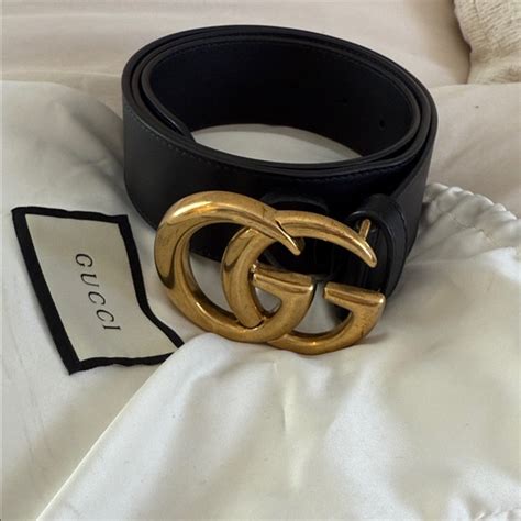 Gucci Accessories Gucci Black Leather Belt With Gold Gg Emblem
