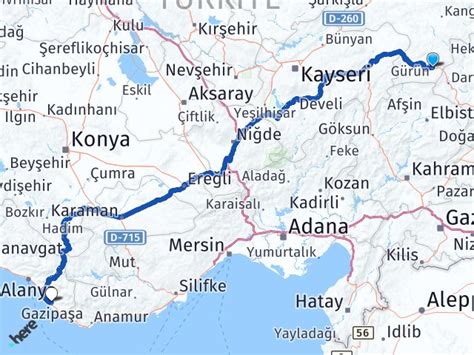 Sivas Gürün Gazipaşa Alanya Havalimanı Arası Kaç Km Yol Tarifi