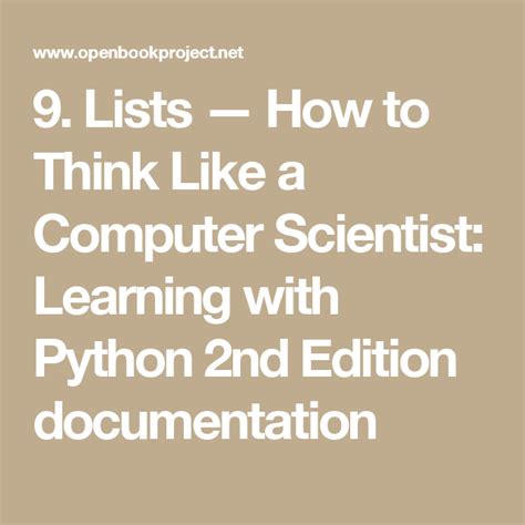 9 Lists How To Think Like A Computer Scientist Learning With Python