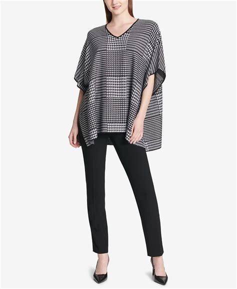 Calvin Klein Printed Poncho Sweater Macys