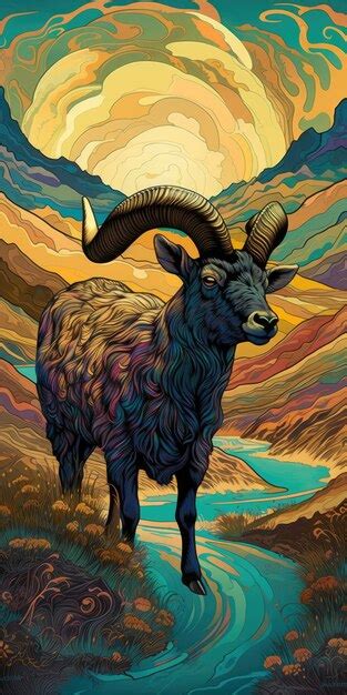 Premium Ai Image Vintagestyle Poster Illustration With Intense Saturation