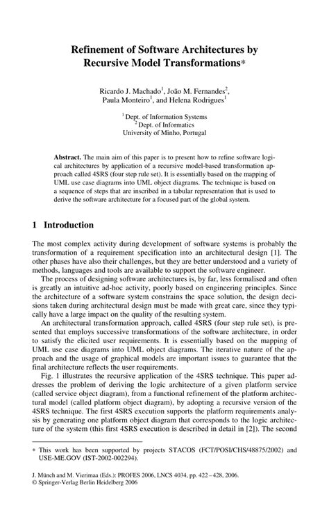Pdf Refinement Of Software Architectures By Recursive Model