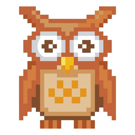 Premium Vector Pixel Art Owl Adorable Brown Owl In Retro 8 Bit Style