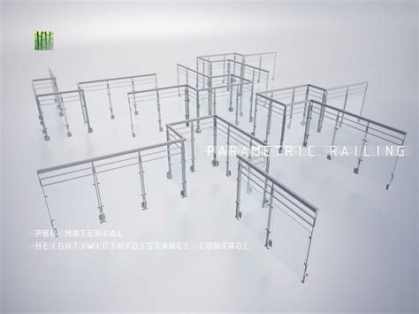 D Model Parametric Aluminium Railing Vr Ar Low Poly Cgtrader