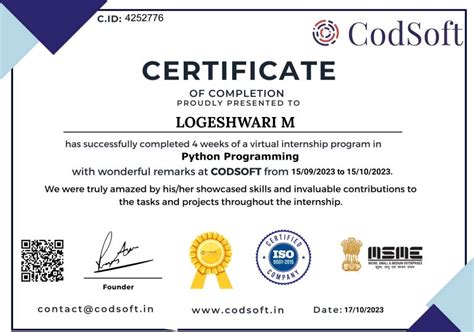 Logeshwari M On Linkedin Codesoftinternship Internshipvictory