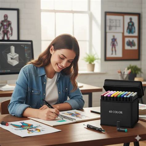 48 Pcs Marker Pen Set With Case Alcohol Based Marker Pens Sketch Markers For Artists At ₹ 180