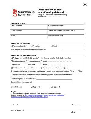 Fillable Online Sundsvall 14 Anskan Om Ndrat Slamtmningsintervall