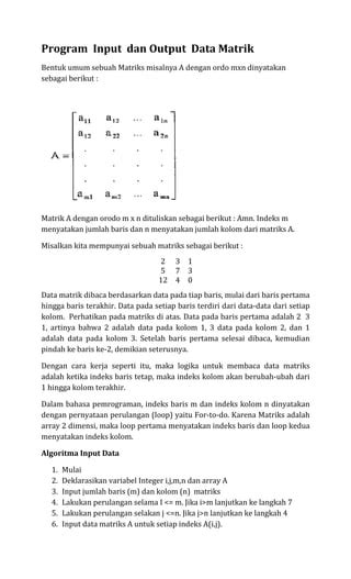 Program Input Dan Output Data Matrik PDF