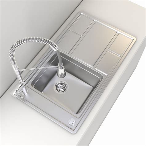 봄 수도꼭지와 금속 싱크 3d 모델 39 Max Free3d