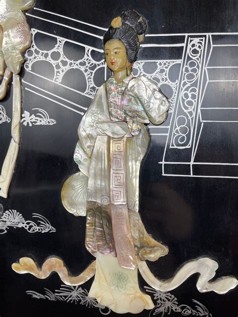 Proantic Paravent Chinois à 4 Feuilles En Laque Noir XXe Siècle