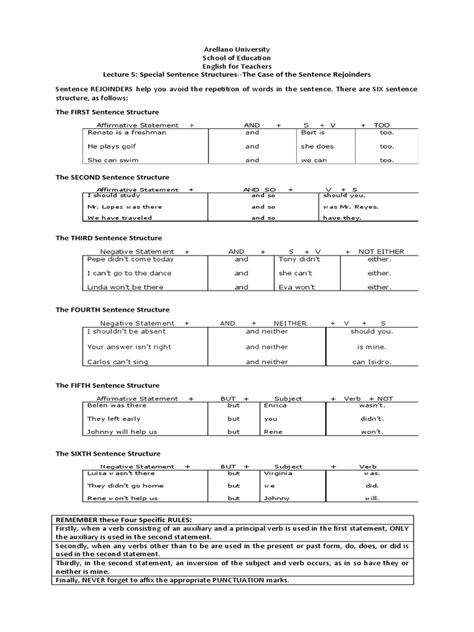 A01 Lecture 5 Special Sentence Structures The Case Of The Sentence
