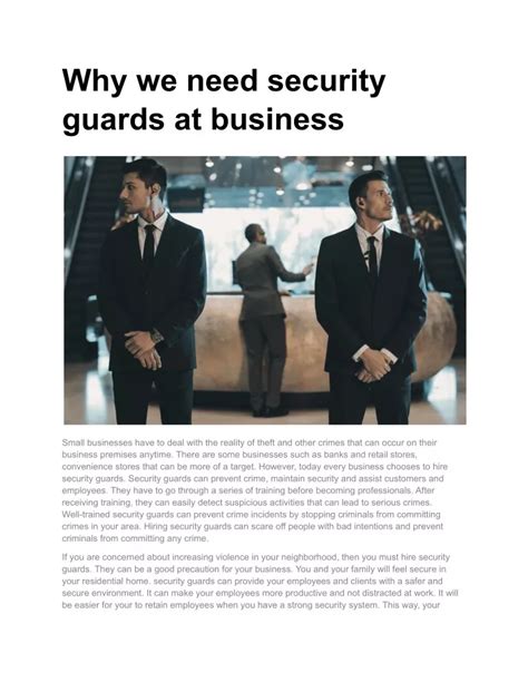PPT Why We Need Security Guards At Business PowerPoint Presentation