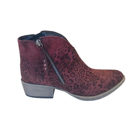 Burgundy Leopard Print Bootie With Side Zipper All About You Boutique