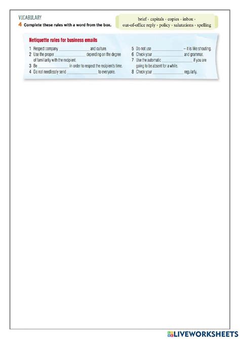 Netiquette Online Exercise For Live Worksheets