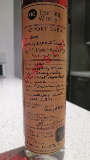 Nct Deans List Savant Icewine 2009 Niagara Wine Review