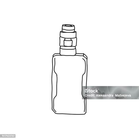 전자 담배 Vape Vape 벡터 도구 선형 스타일로 손으로 그린 다양한 종류의 전자 담배 광고 브로셔 배너 및 포스터의