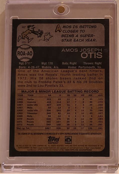 2022 Topps Heritage Real One Autographs Roa Ao Amos Otis Au For