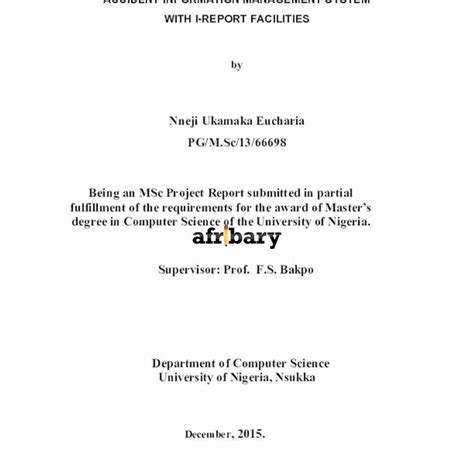 Accident Information Management System With I Report Facilities Afribary