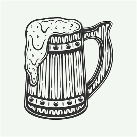Premium Vector Vintage Retro Woodcut Engraving Wooden Beer Drink Mug