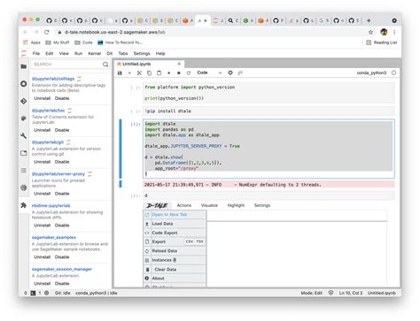 dtale not working on aws sagemaker juptyer notebook · issue 483 · man