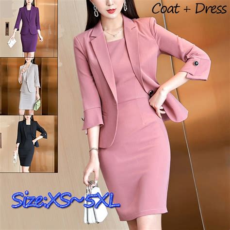 Elegant Blazer Dress Suits Women Business Work Uniform Office Lady